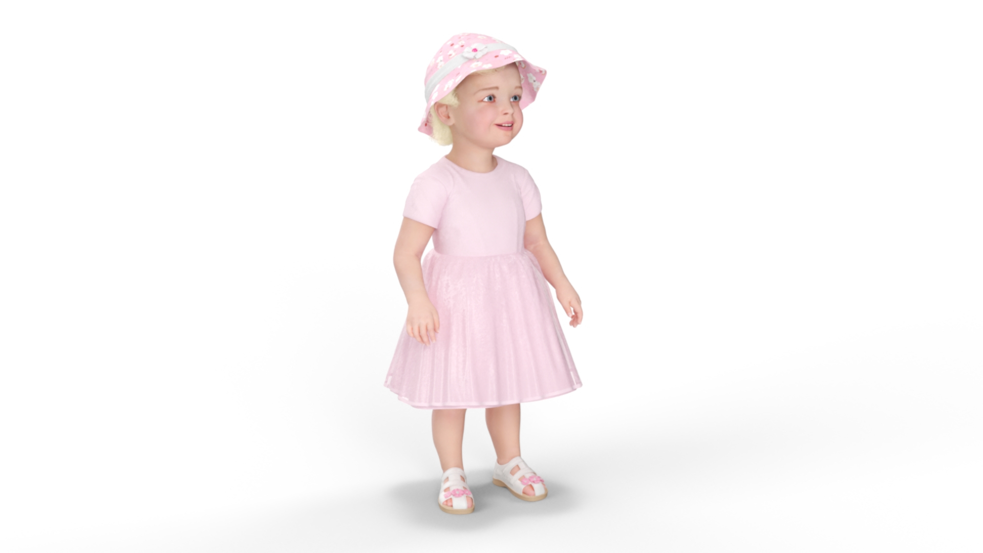 3D Toddler Girl Everyday Summer Dress Standing Model - TurboSquid 2290046