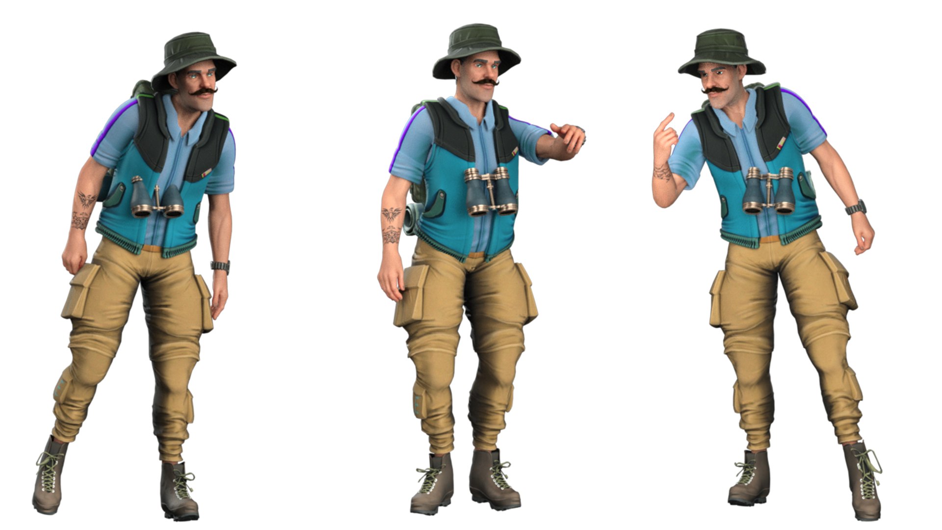 Cartoon Rigged Adventure Man B Character 3D Model 3D - TurboSquid 2241724