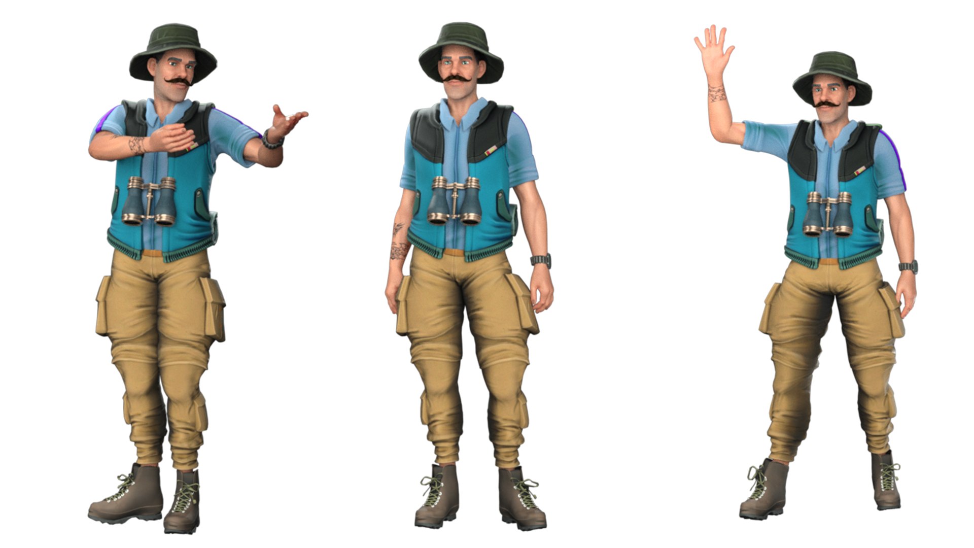 Cartoon Rigged Adventure Man B Character 3D Model 3D - TurboSquid 2241724