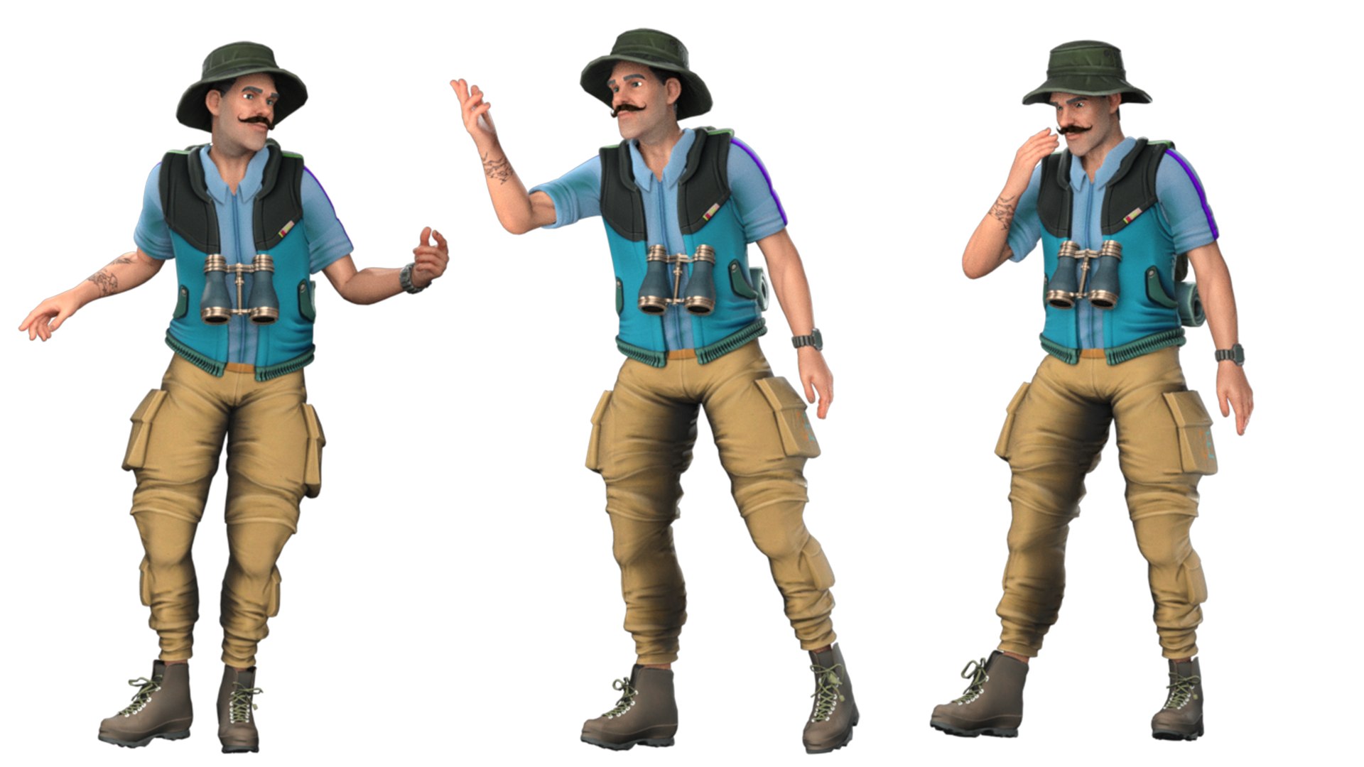 Cartoon Rigged Adventure Man B Character 3D Model 3D - TurboSquid 2241724