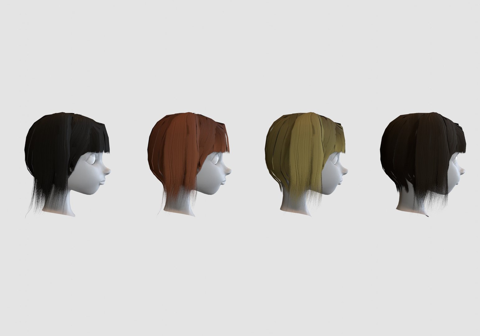3D model hairstyle in 4 colors - TurboSquid 1899396