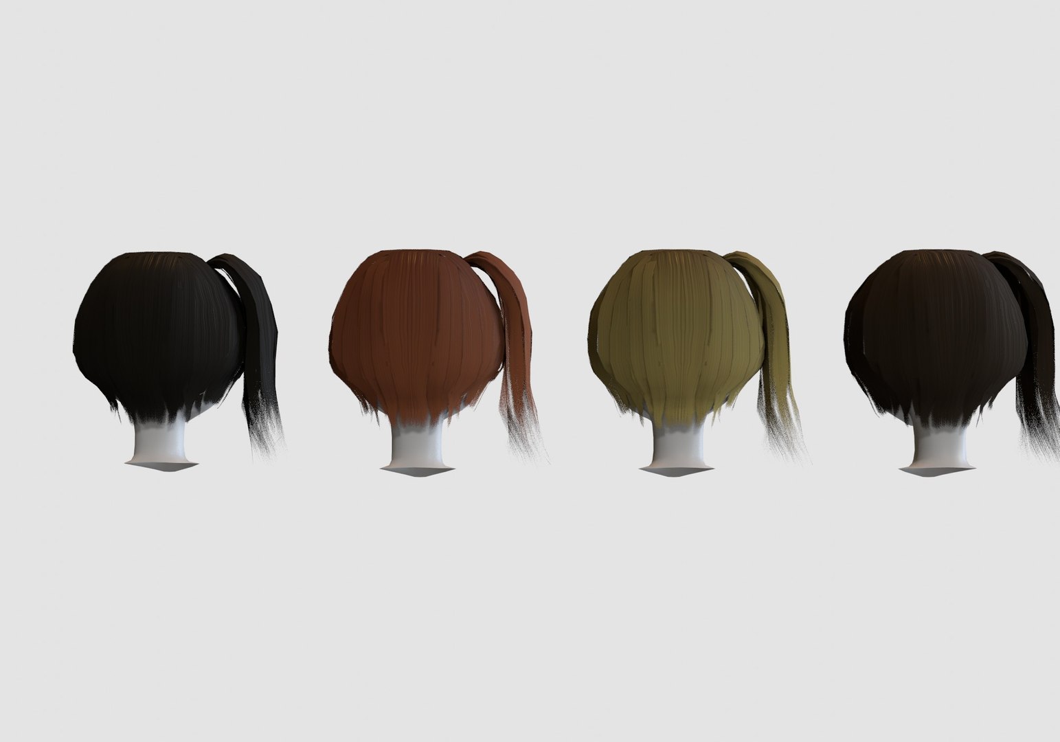 3D model hairstyle in 4 colors - TurboSquid 1899396
