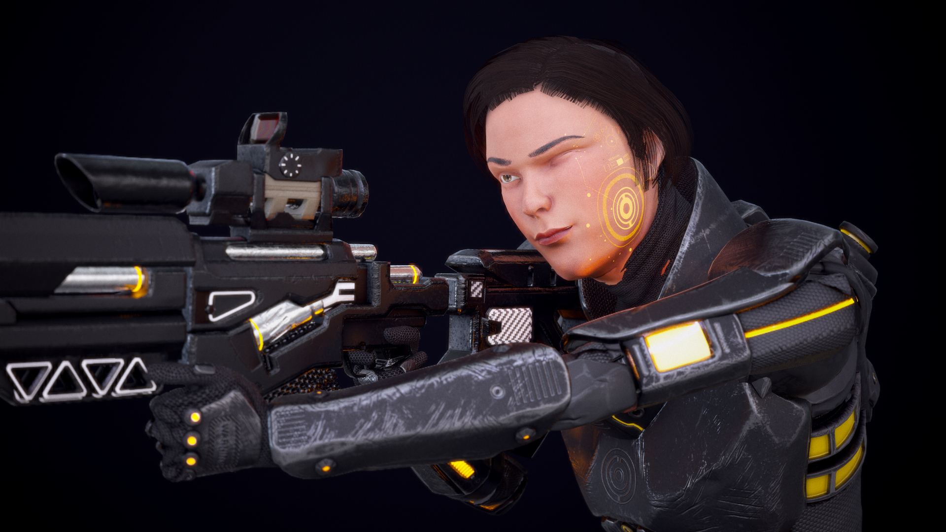 Soldier female sniper rifle model - TurboSquid 1632592