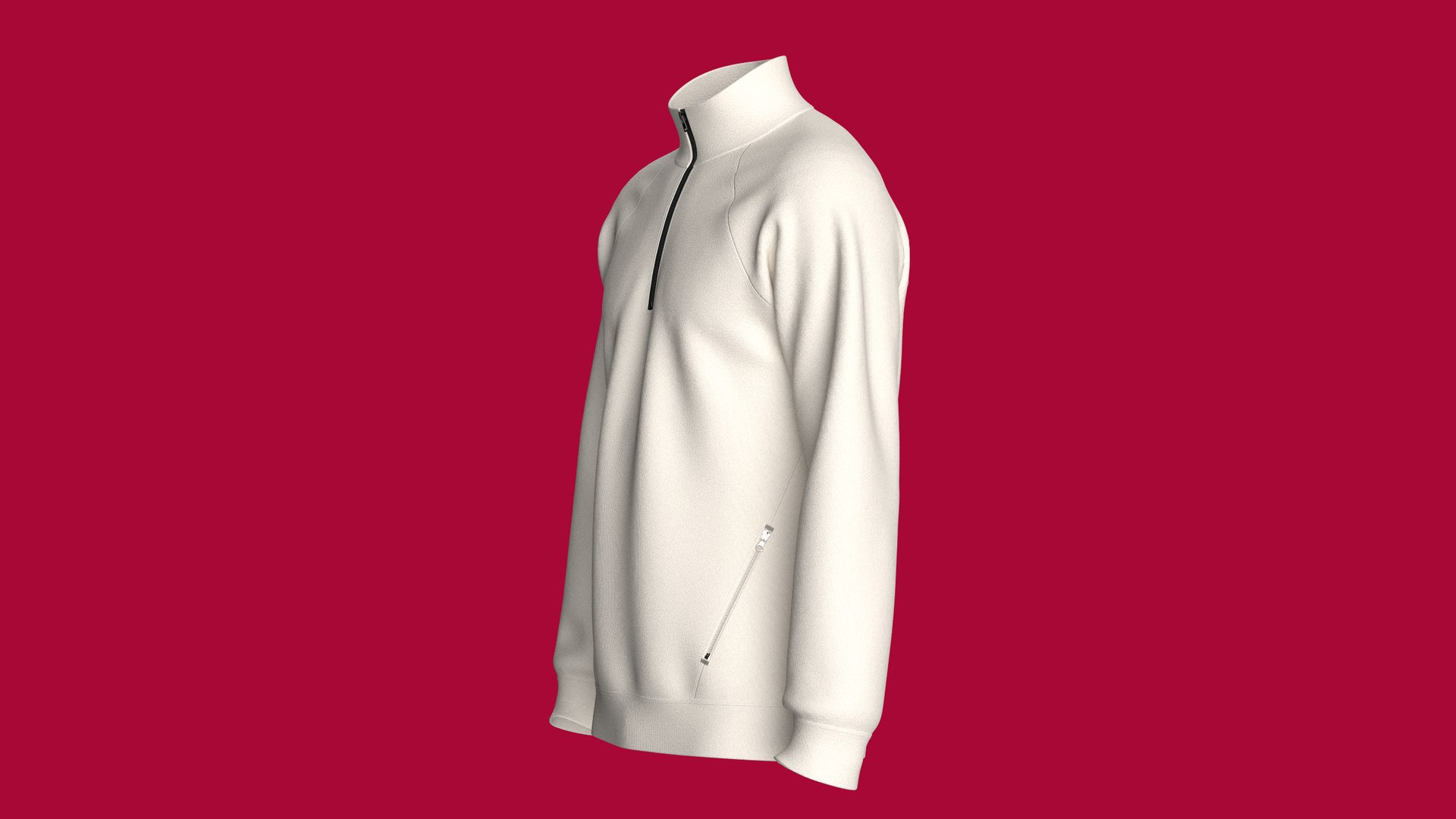 Men Raglan Half Zip Jacket With Bartack 3D Model - TurboSquid 2515138