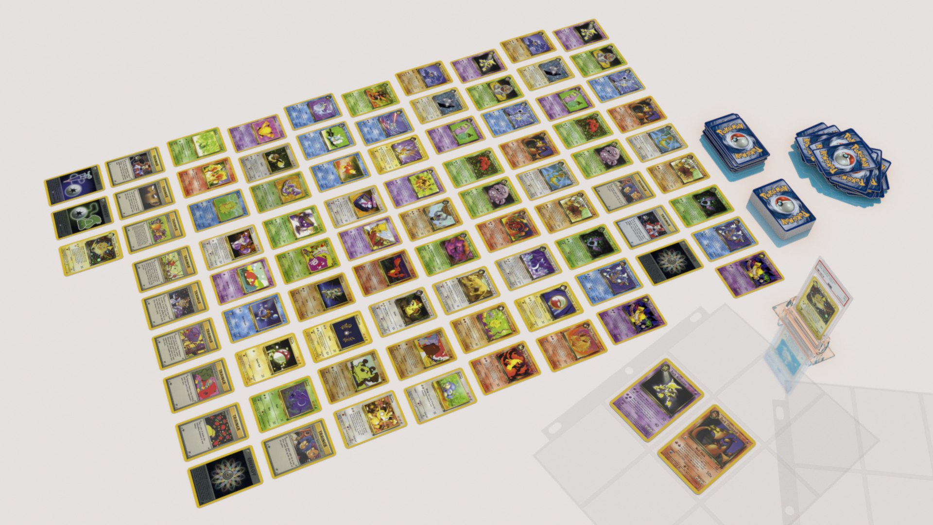 Full Rocket Team Base Set Pokemon Cards Collector Kit 3D Model ...