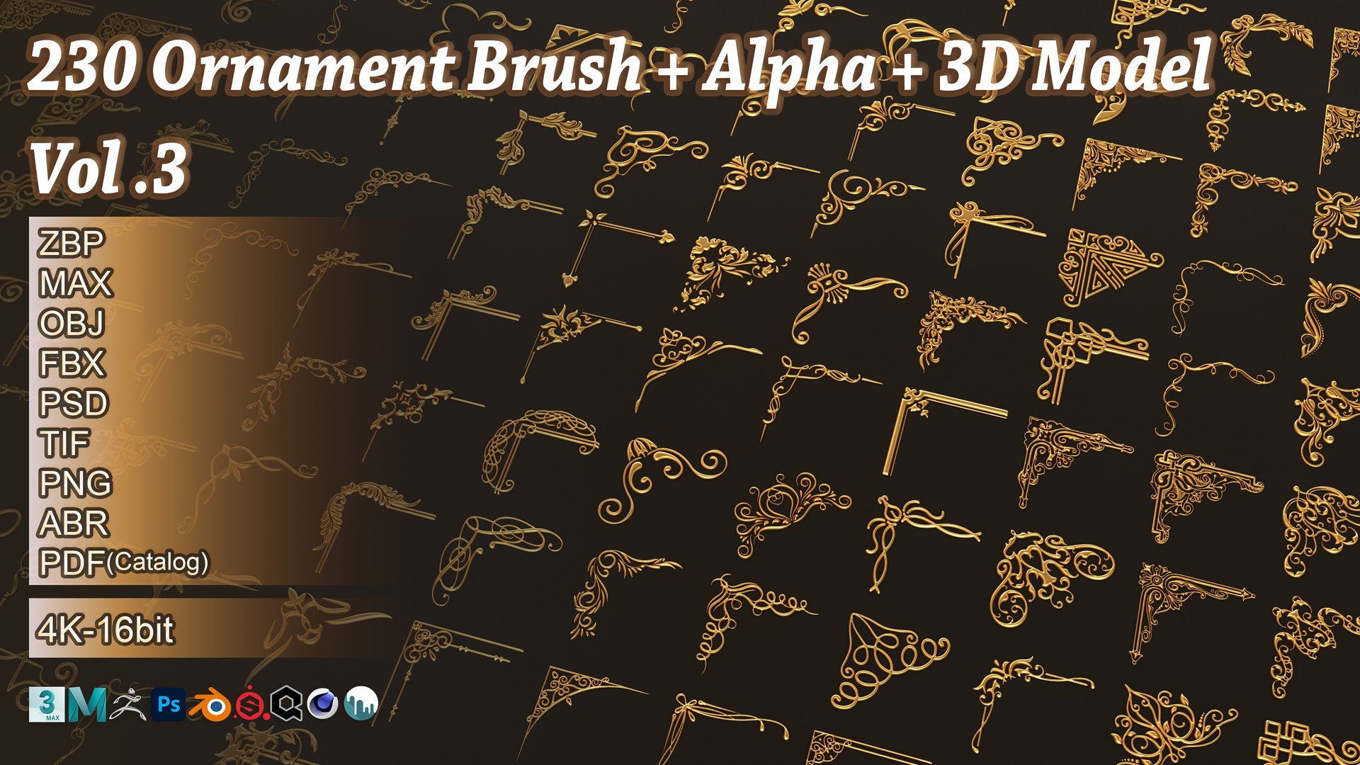 3D 230 Ornament Brush Alpha 3D Model Vol 3 Corner Model - TurboSquid ...