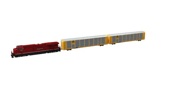 modelo 3d Locomotora genérica con vagón de tren cremallera automático ...