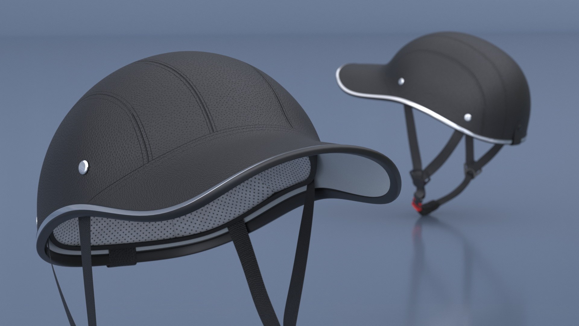 3D Baseball Cap Bike Helmet Black Leather Model - TurboSquid 2287219