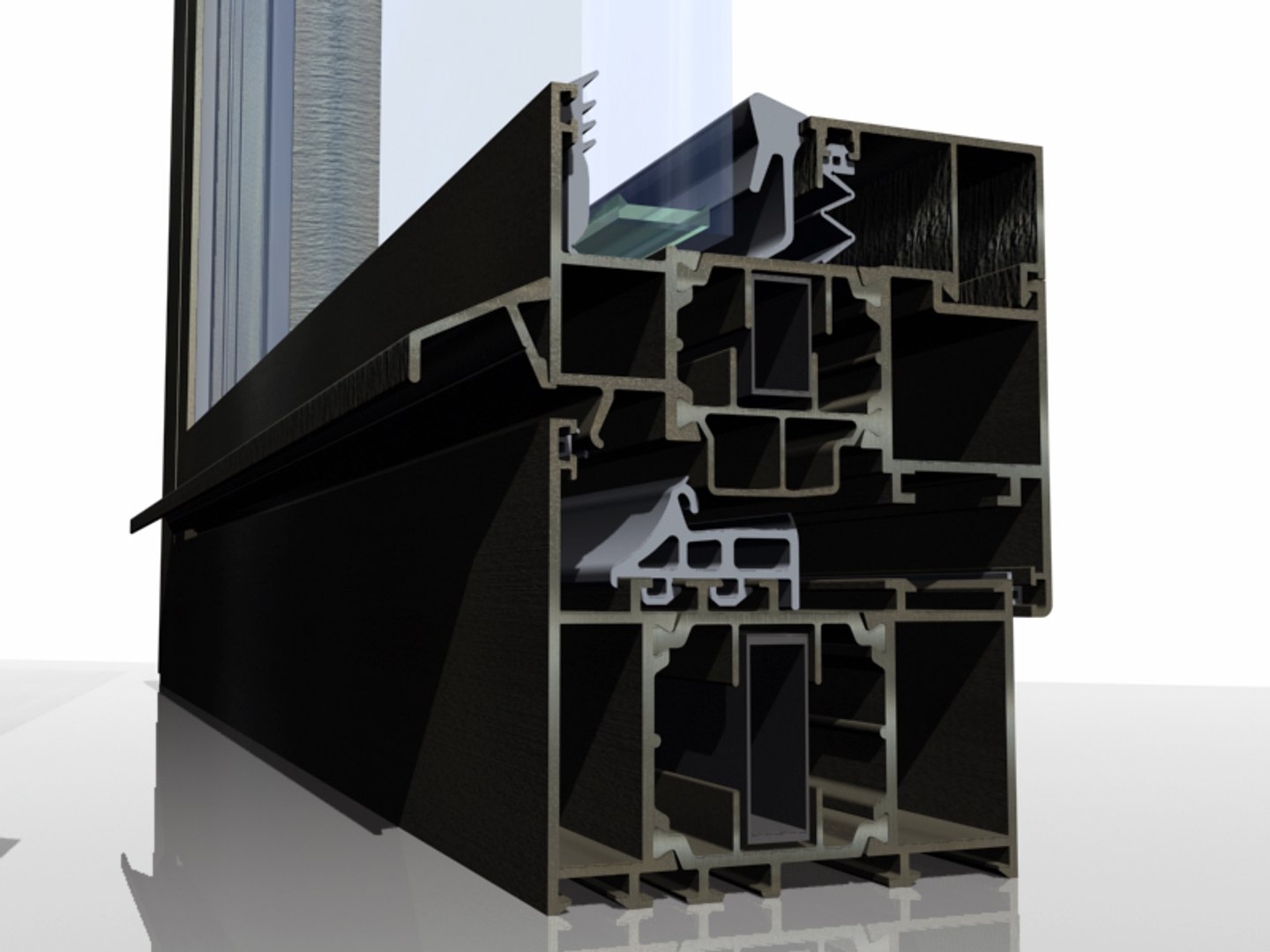 3d Cross Section Window Glass Model