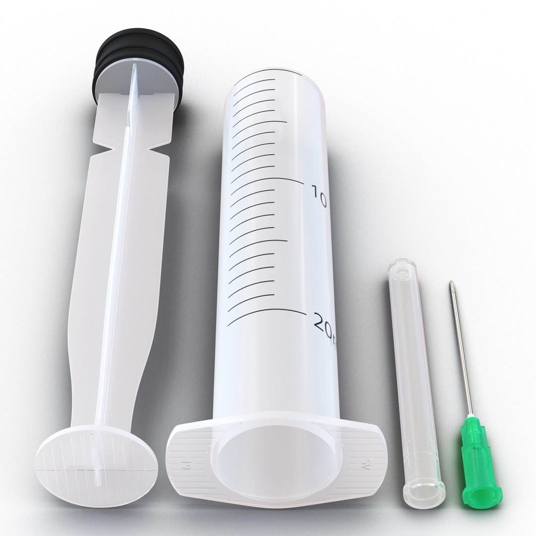 3d model disposable syringe 20ml set