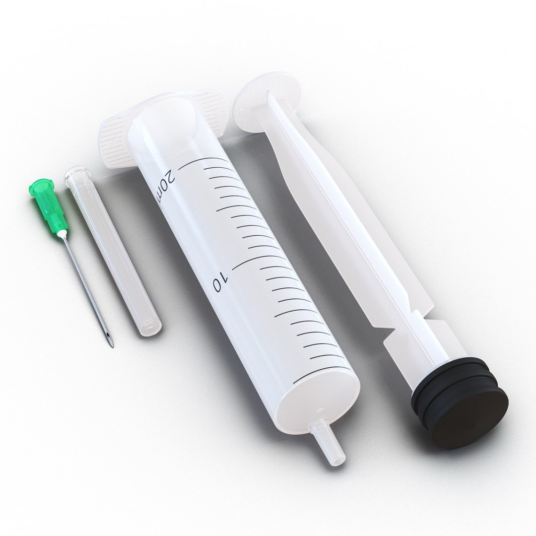 3d model disposable syringe 20ml set