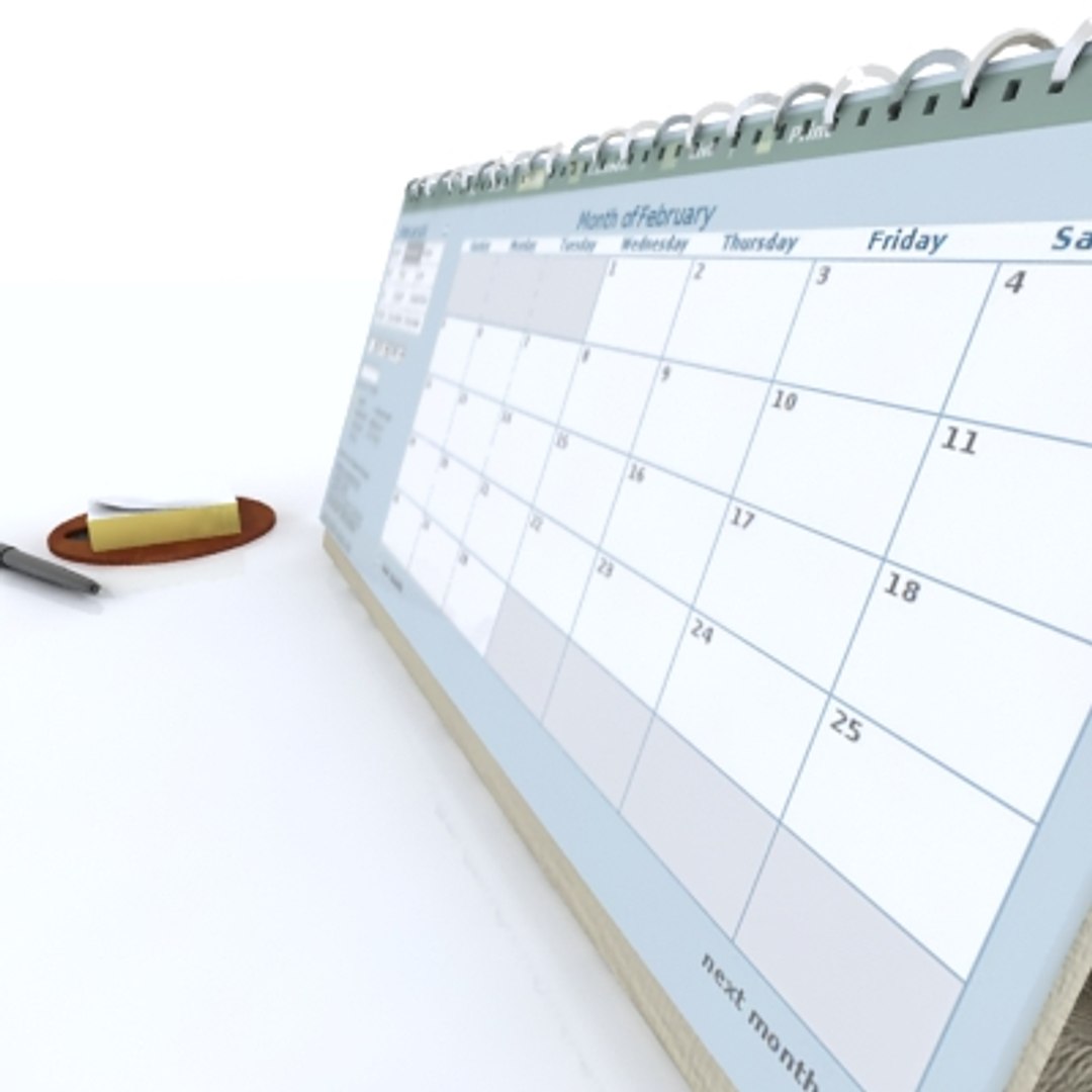 3d Model Calendar Note Pad