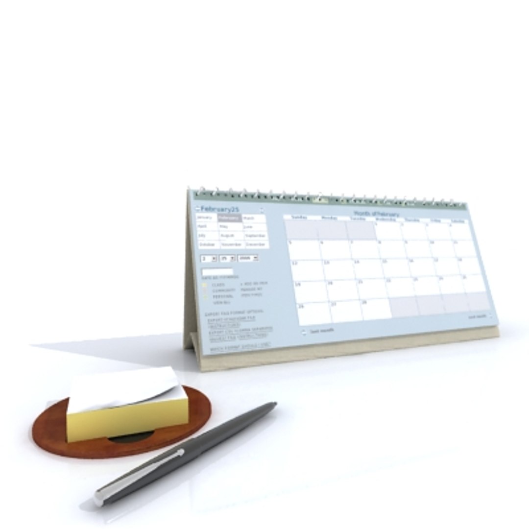 3d Model Calendar Note Pad