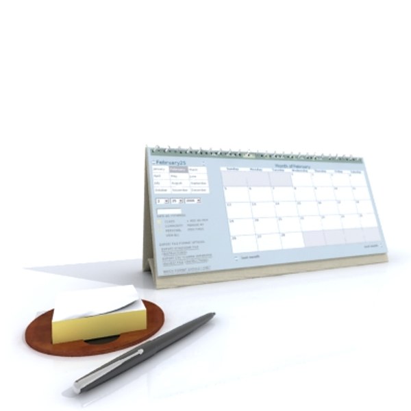 3d model calendar note pad