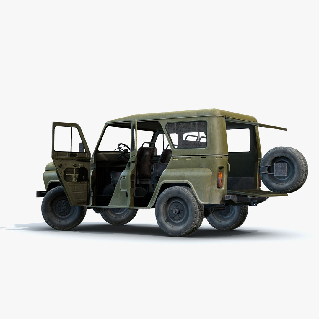 russian military uaz-3151 set 3d model