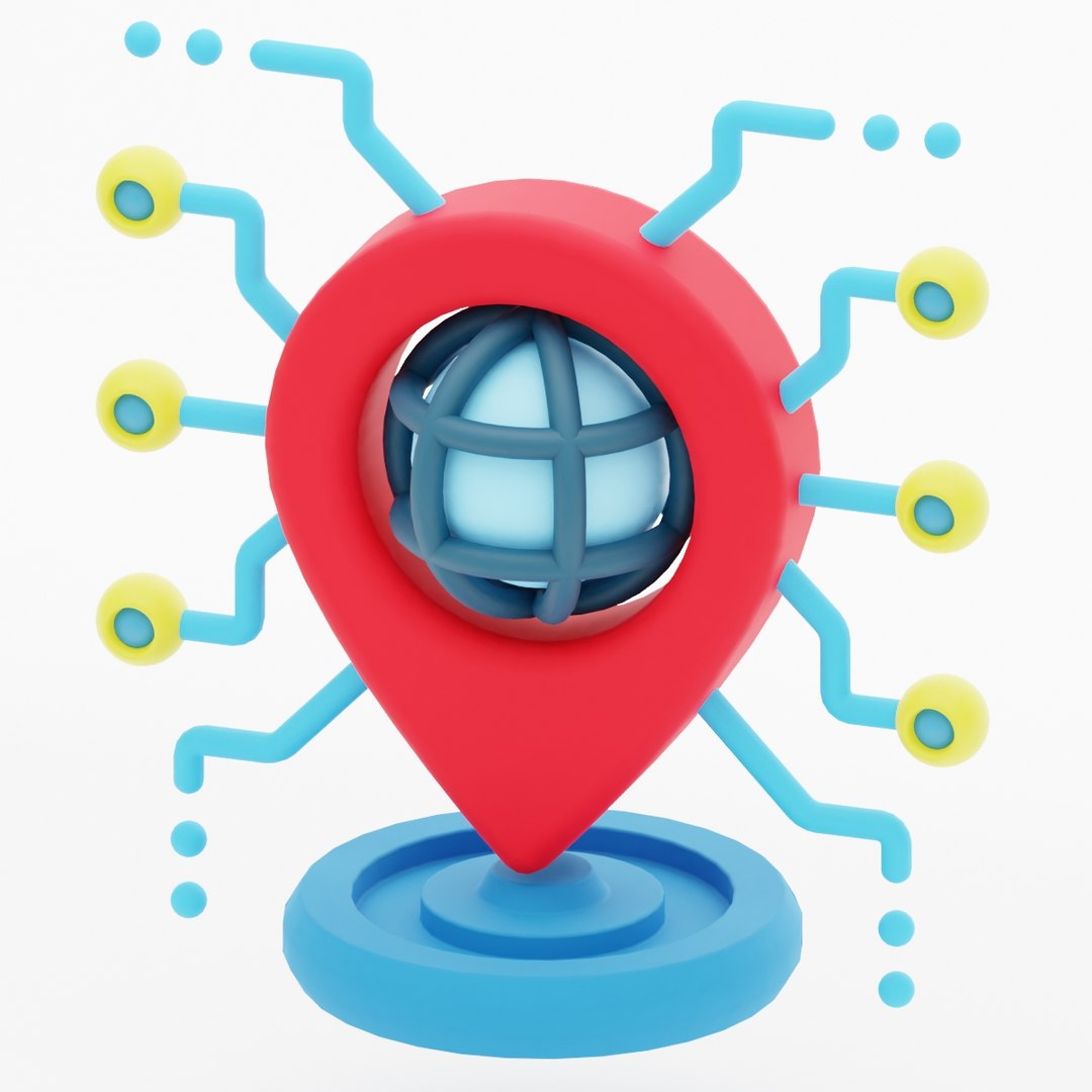 3D Network Location icon represented with map marker pin - TurboSquid ...