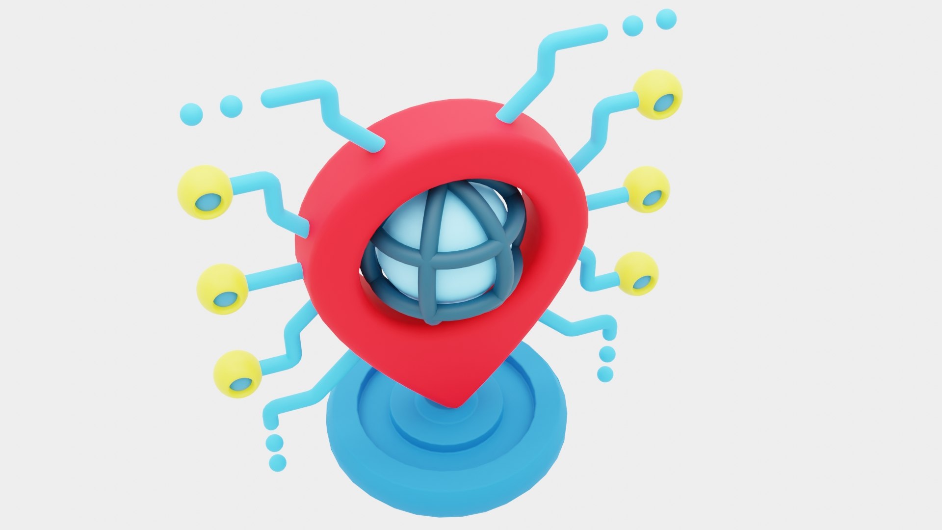3D Network Location icon represented with map marker pin - TurboSquid ...