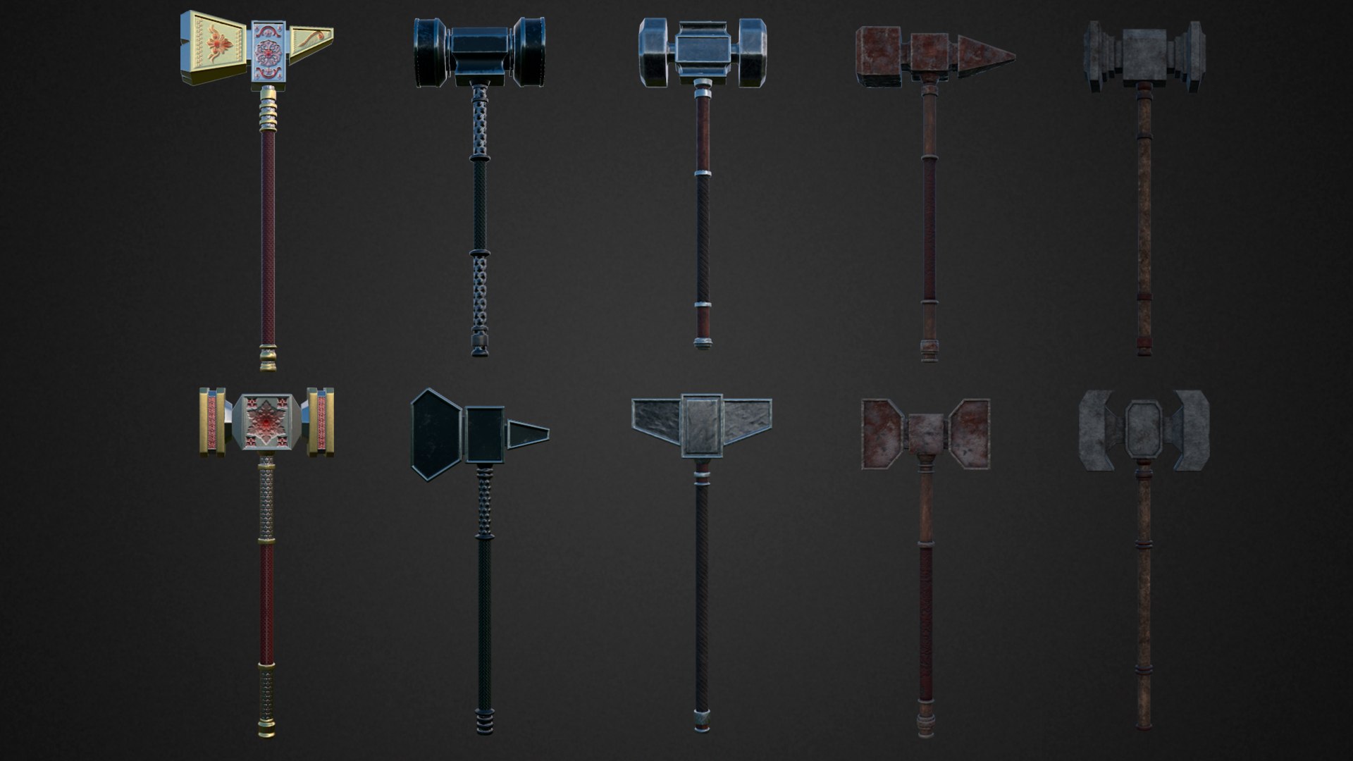 3D 50 War Hammers Pack Model - TurboSquid 1736641