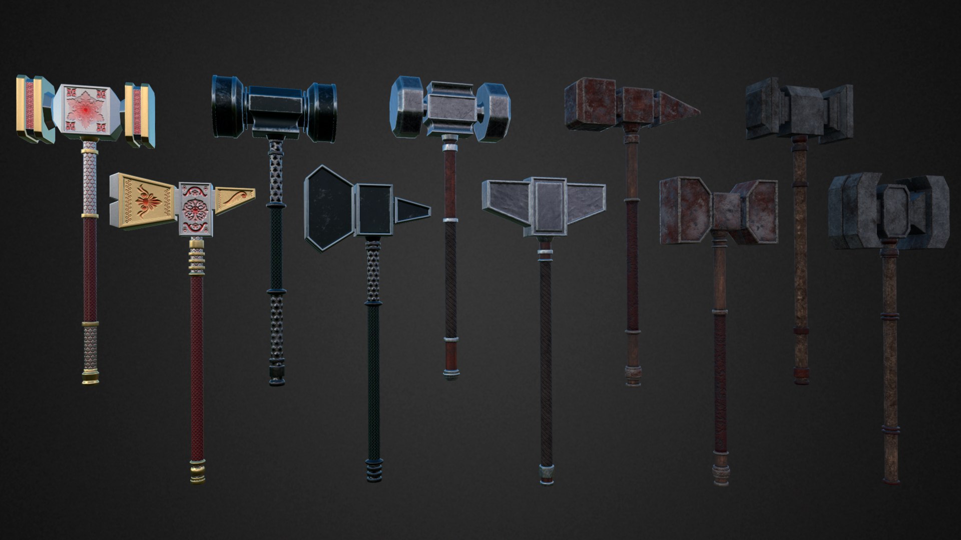 3D 50 War Hammers Pack Model - TurboSquid 1736641