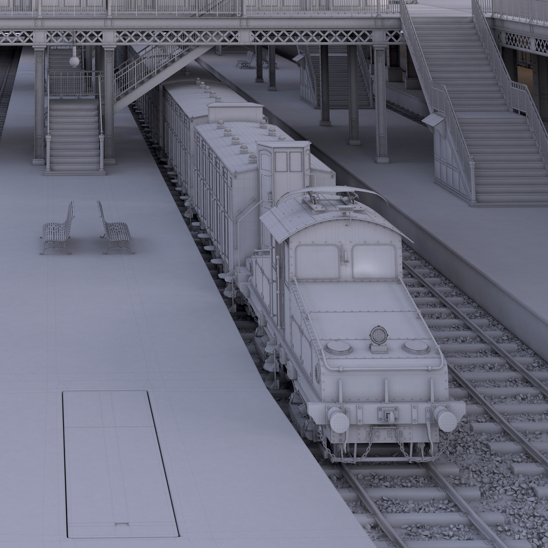 photorealistic train station la 3d max