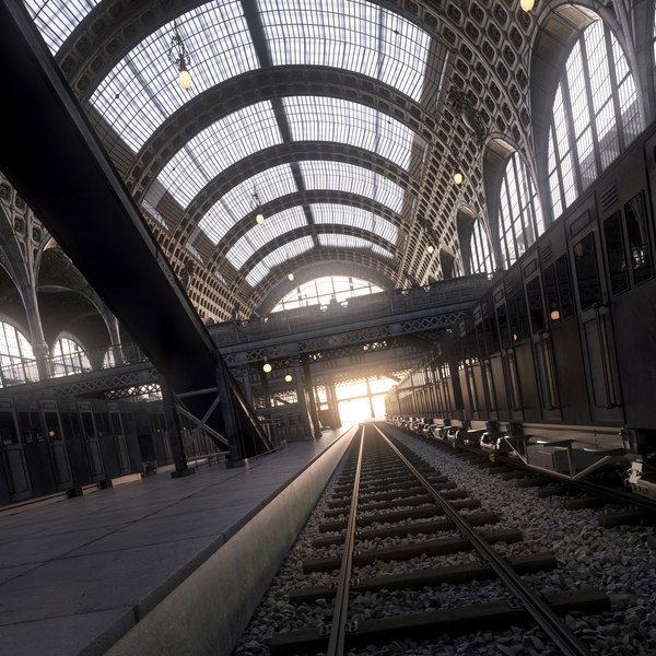 photorealistic train station la 3d max