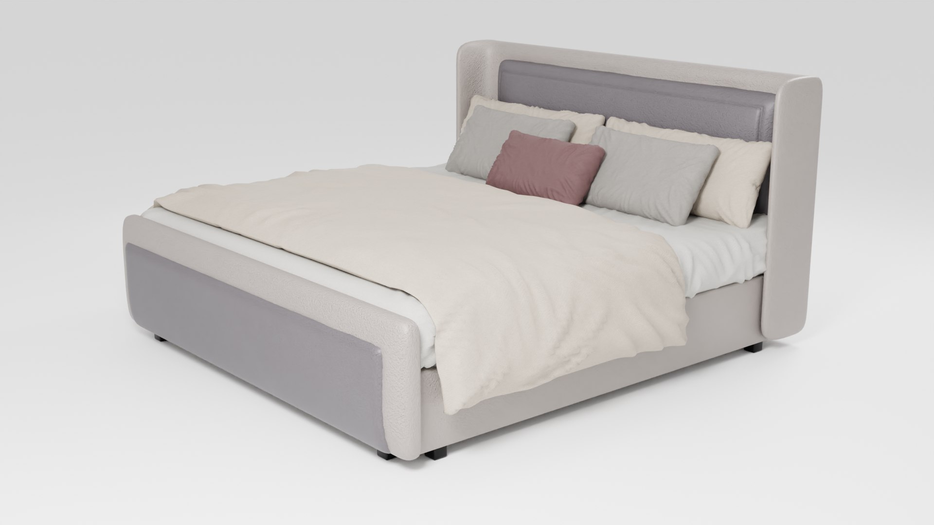 Large Double Bed In Modern Style Model - TurboSquid 2280336