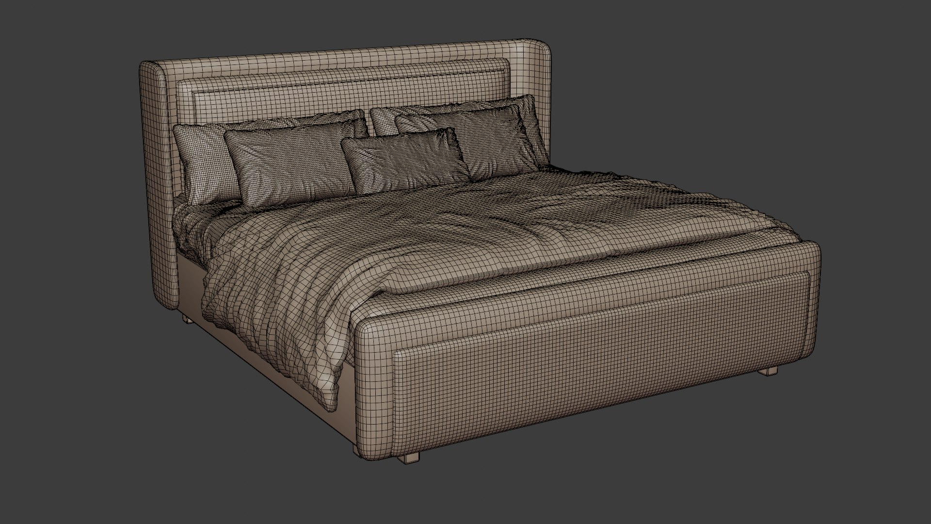Large Double Bed In Modern Style Model - TurboSquid 2280336