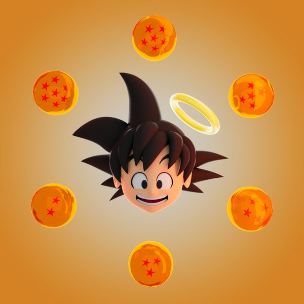 modelo 3d Modelado 3D de la cabeza de Son Goku con Dragon Ball ...