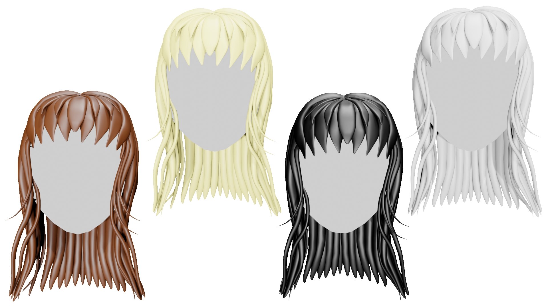 3D Hairs wigs - TurboSquid 1814592