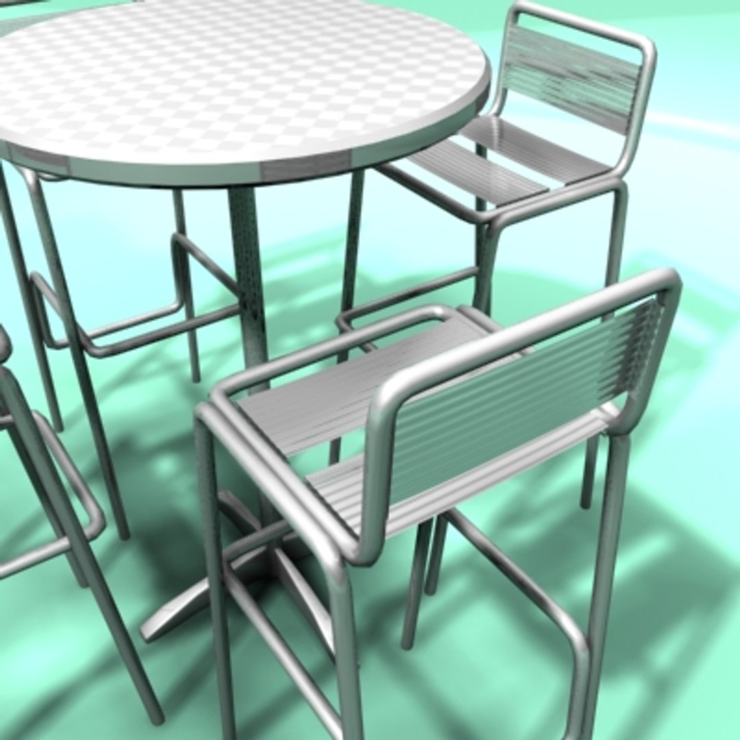 Aluminium Poser Stools Table Set 3d Model