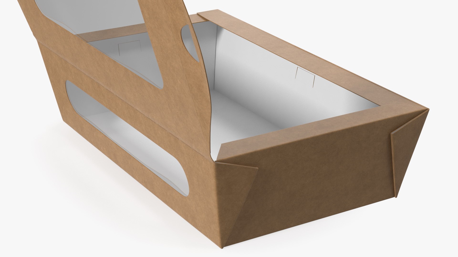 Opened Kraft Food Box with Window Medium model - TurboSquid 1808377
