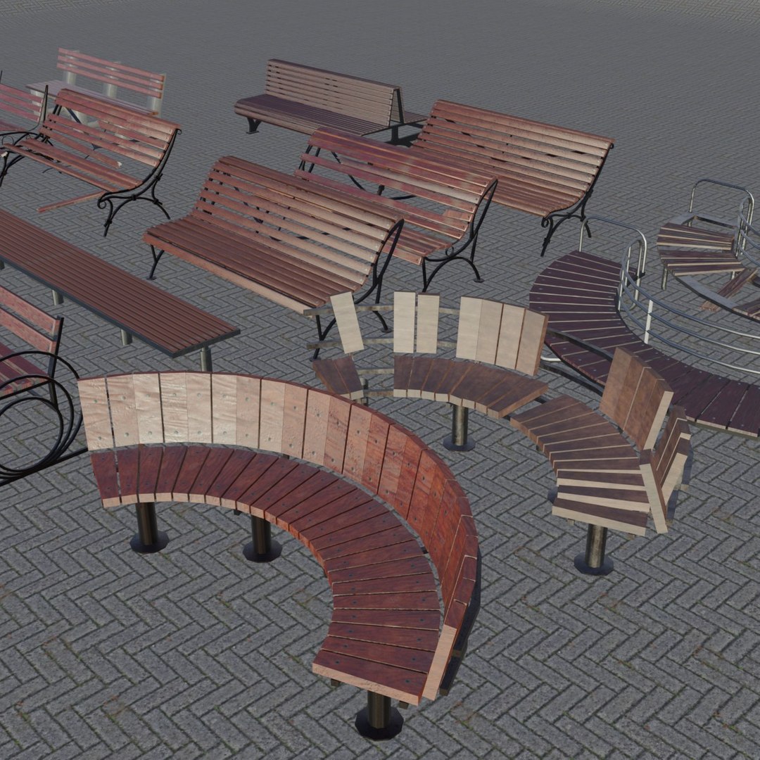 3D Model Park Benches - TurboSquid 1629841