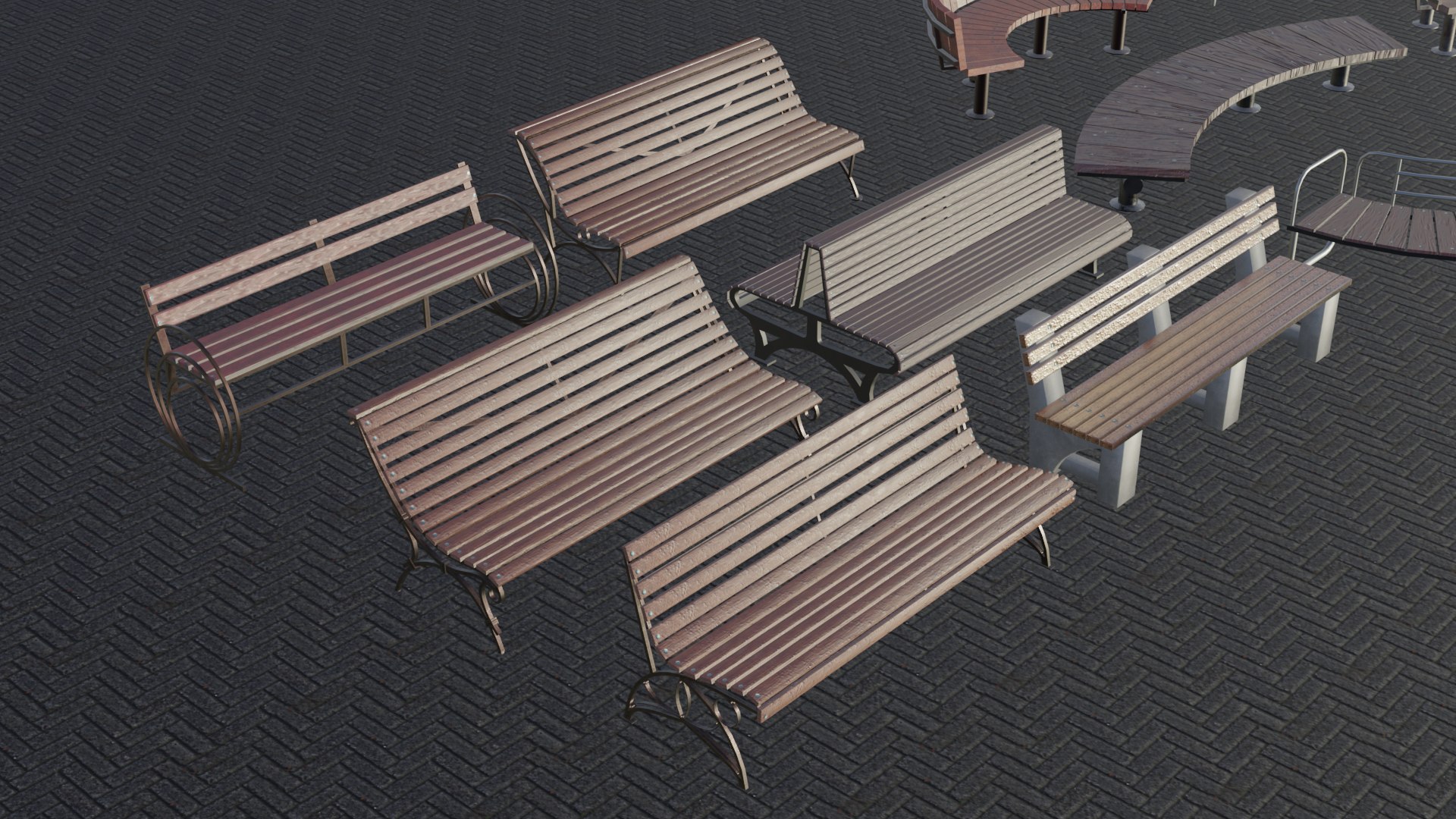 3D Model Park Benches - TurboSquid 1629841