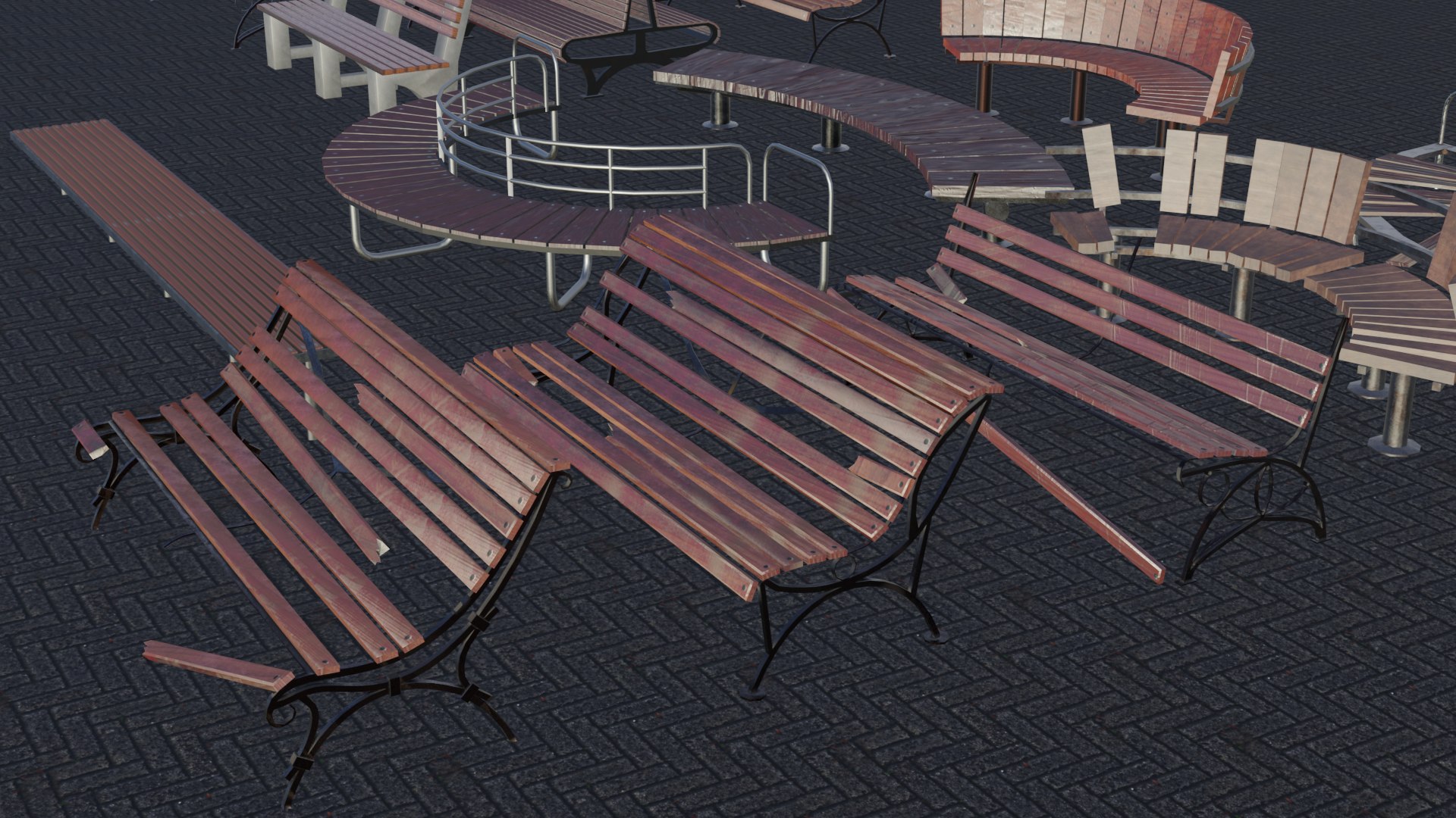 3D Model Park Benches - TurboSquid 1629841