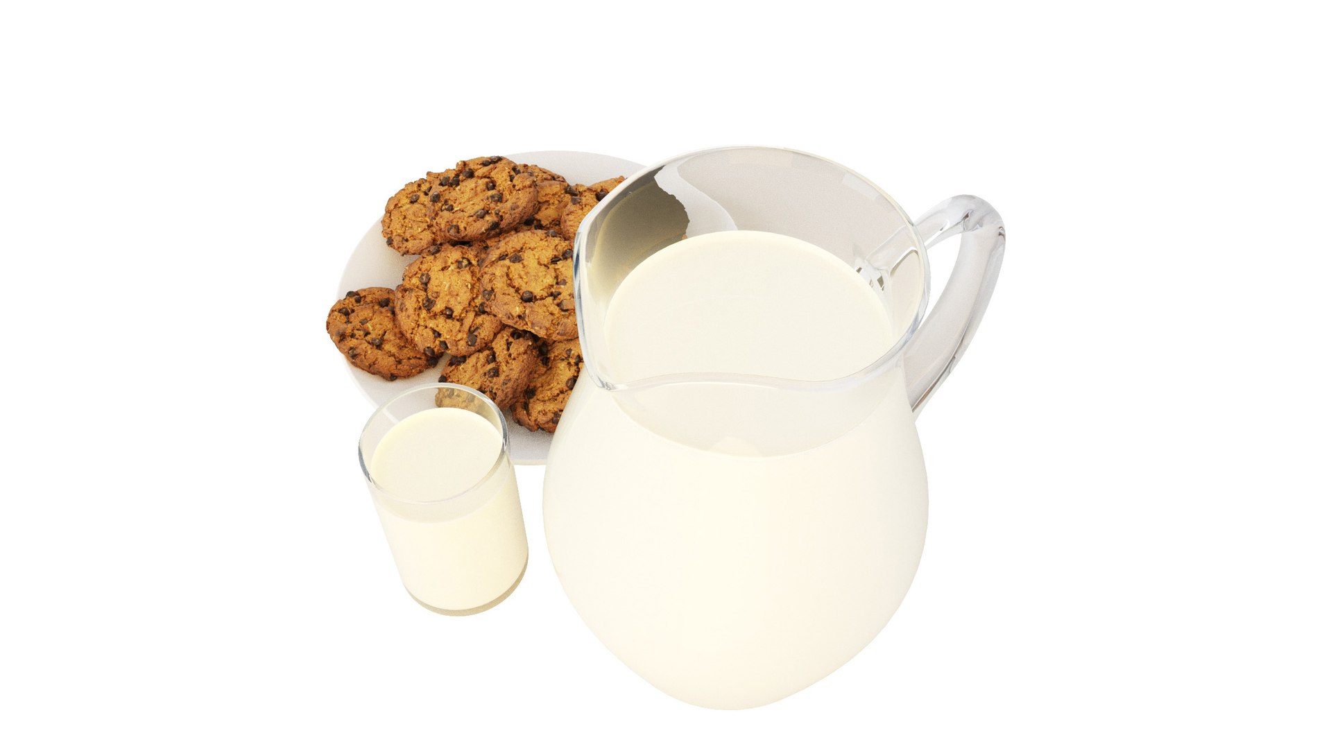 3D Cookies With Milk - TurboSquid 2201657