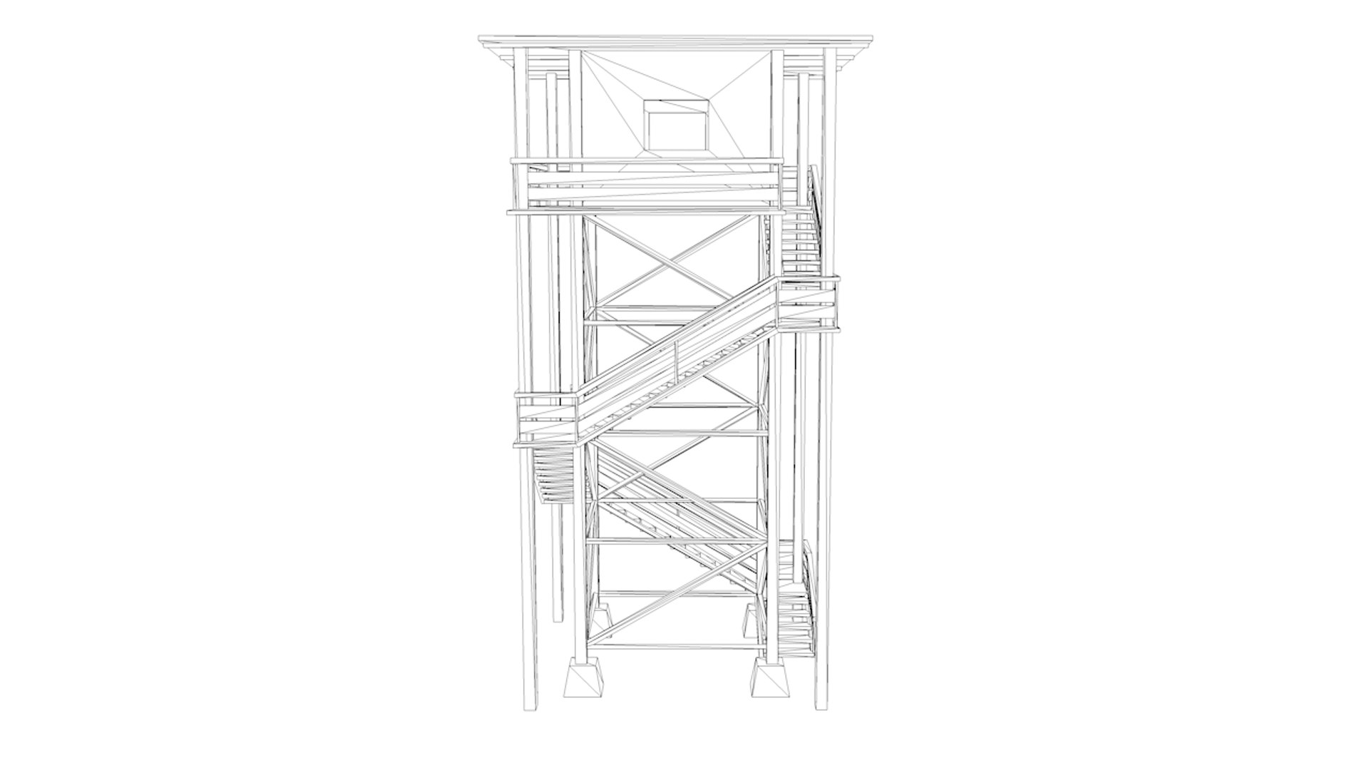 3D Wood Watch Tower Model - TurboSquid 1313743