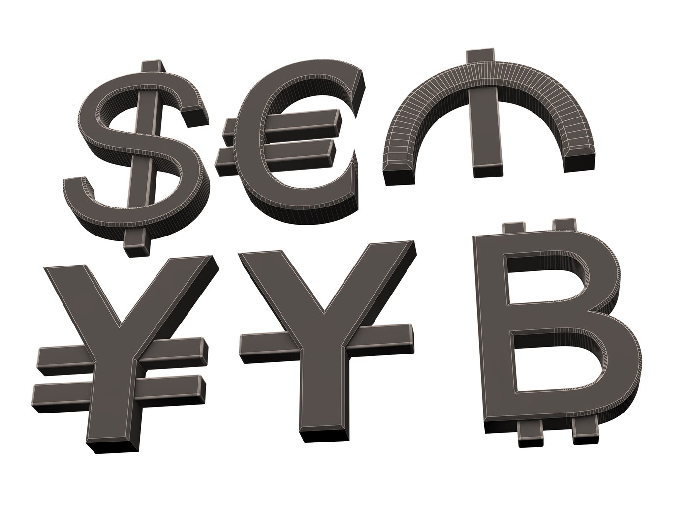 3D Currency Symbols Collection Model - TurboSquid 1730842