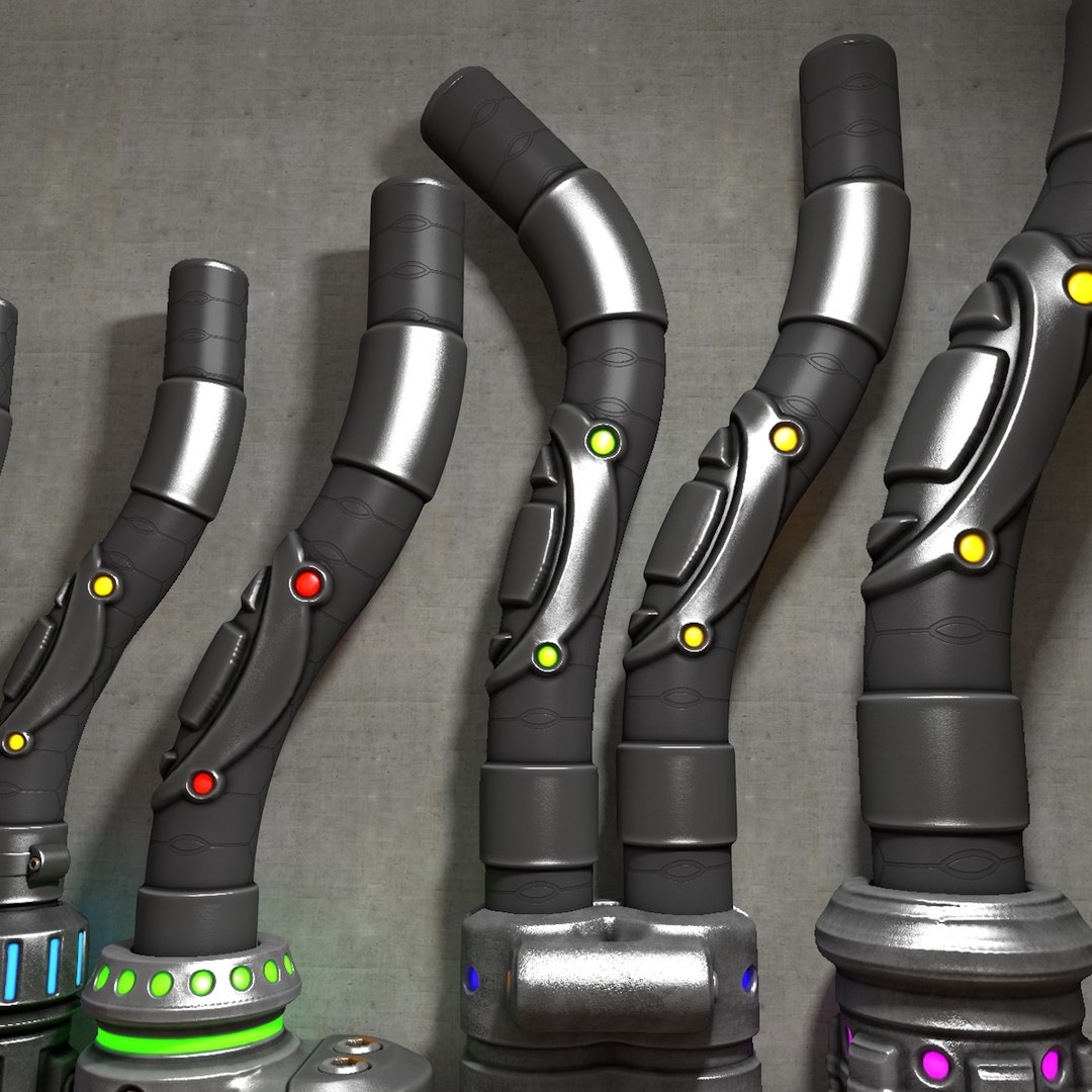 3d Model Of Futuristic Cables Connectors Wiring