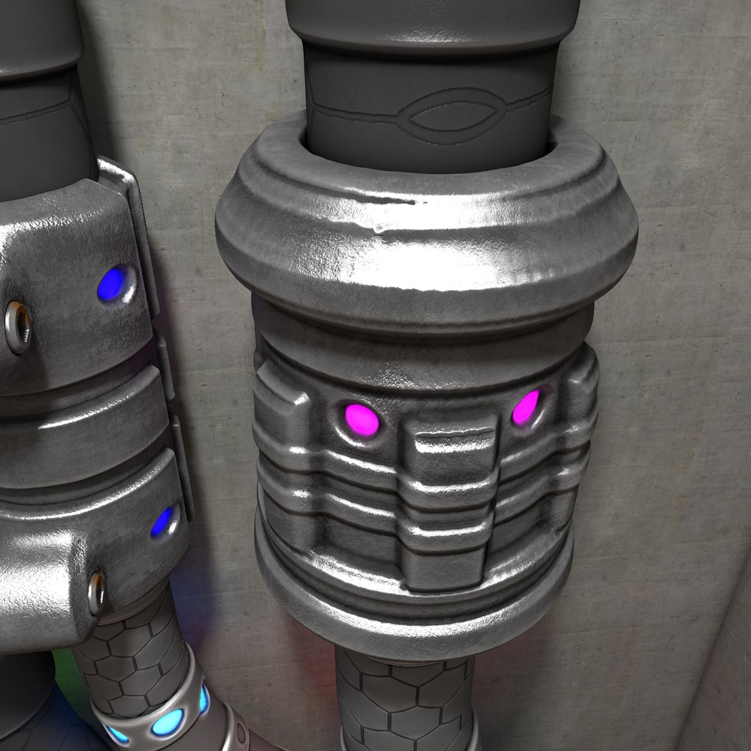 3d Model Of Futuristic Cables Connectors Wiring