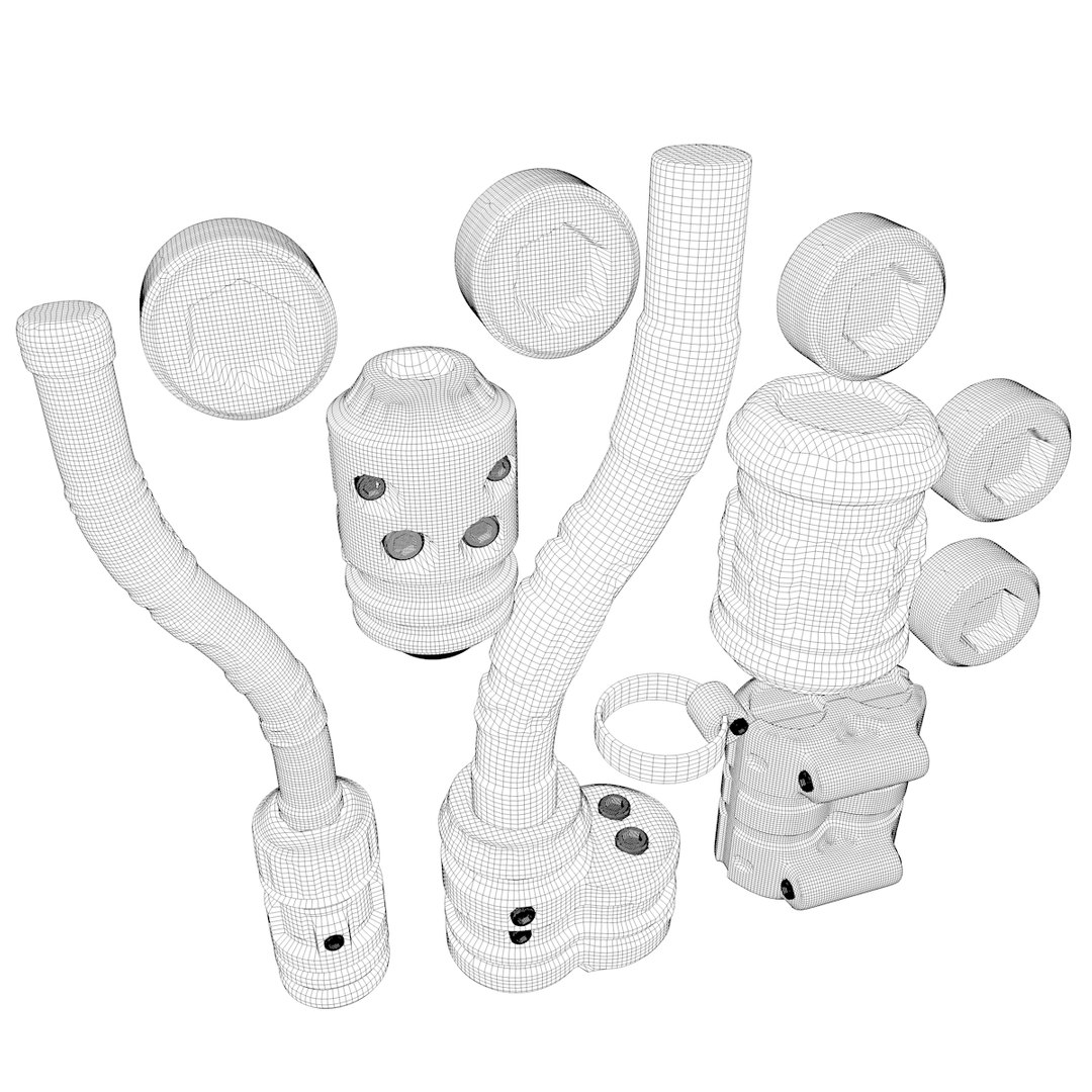 3d Model Of Futuristic Cables Connectors Wiring