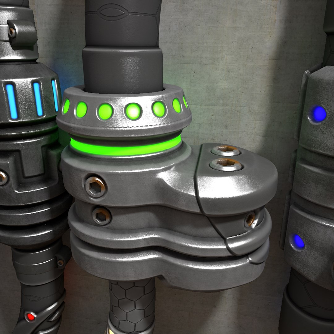 3d Model Of Futuristic Cables Connectors Wiring