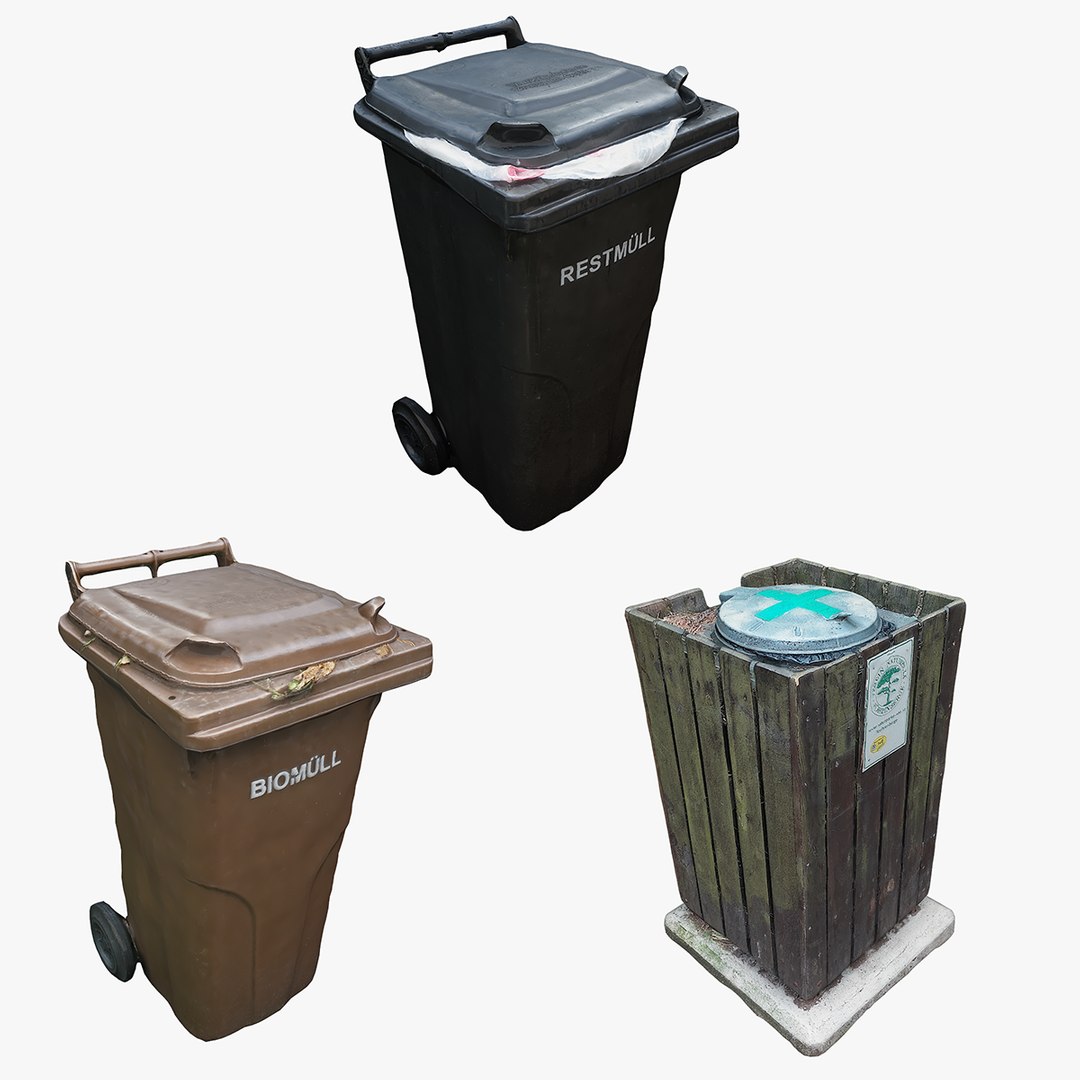 3D Model Trash Can Collection 01 - TurboSquid 2065308