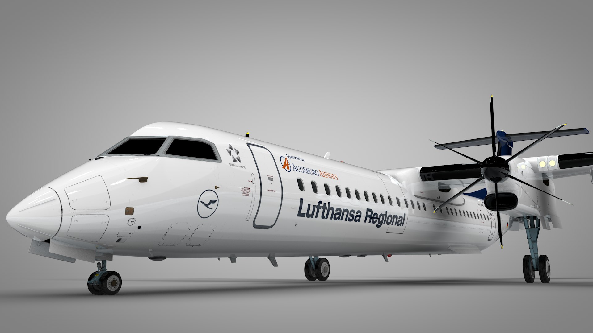3D LUFTHANSA REGIONAL Bombardier DHC-8 Q400 Dash 8 L1499 - TurboSquid ...