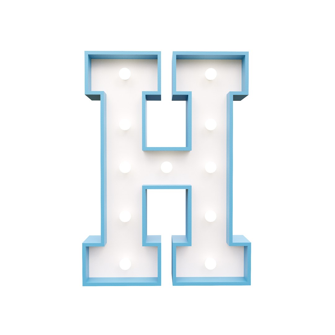 3D Marquee Letter H Glow Sign 3dmodel - TurboSquid 1975429