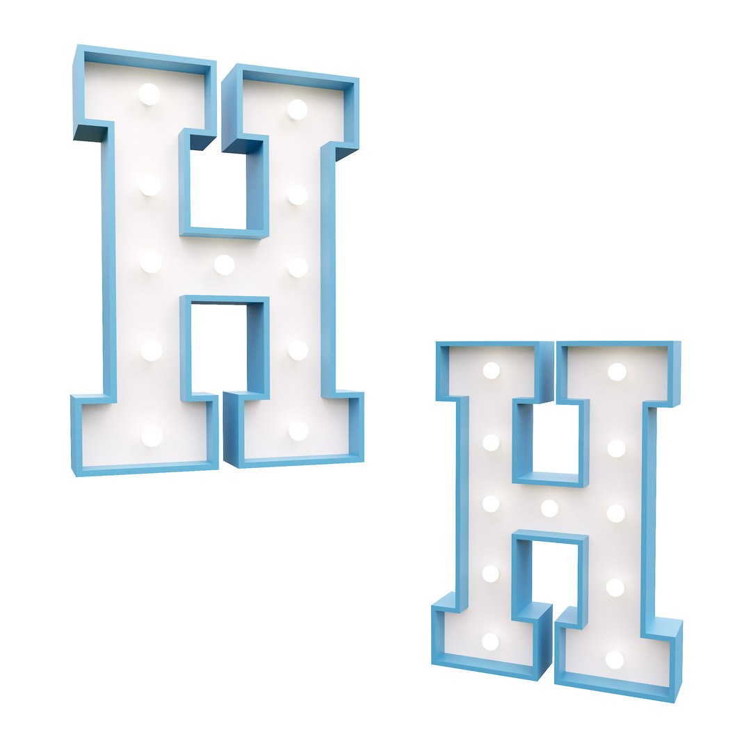 3D Marquee Letter H Glow Sign 3dmodel - TurboSquid 1975429