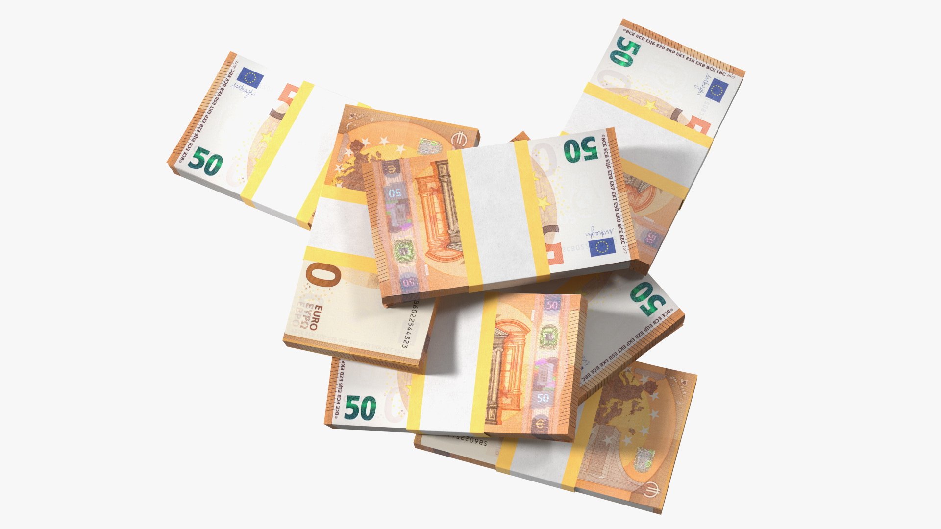 Stack Of 8 Packs 50 Euro Bills Model - TurboSquid 2146520