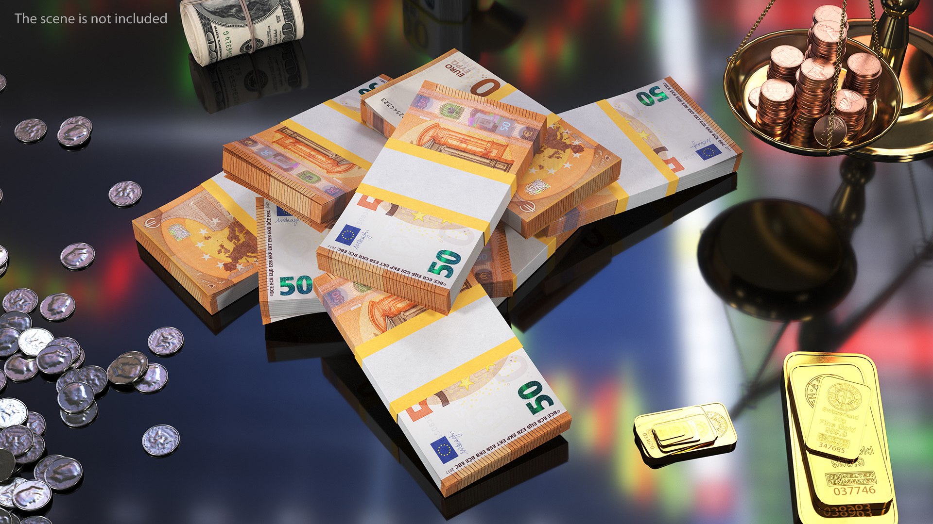 Stack Of 8 Packs 50 Euro Bills Model - TurboSquid 2146520