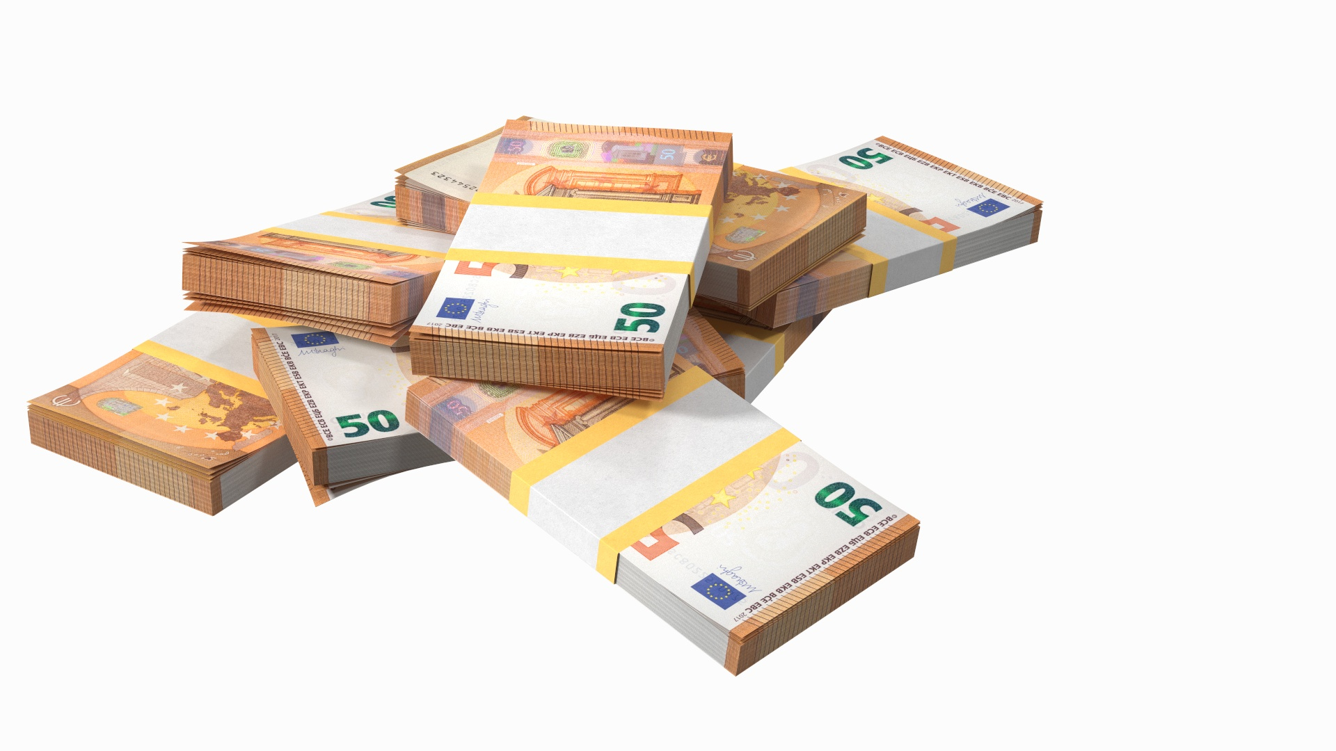Stack Of 8 Packs 50 Euro Bills Model - TurboSquid 2146520