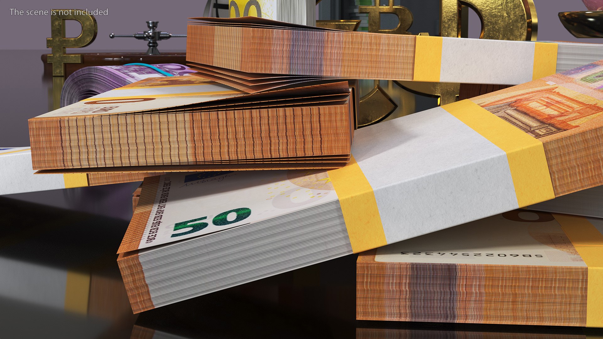 Stack Of 8 Packs 50 Euro Bills Model - TurboSquid 2146520