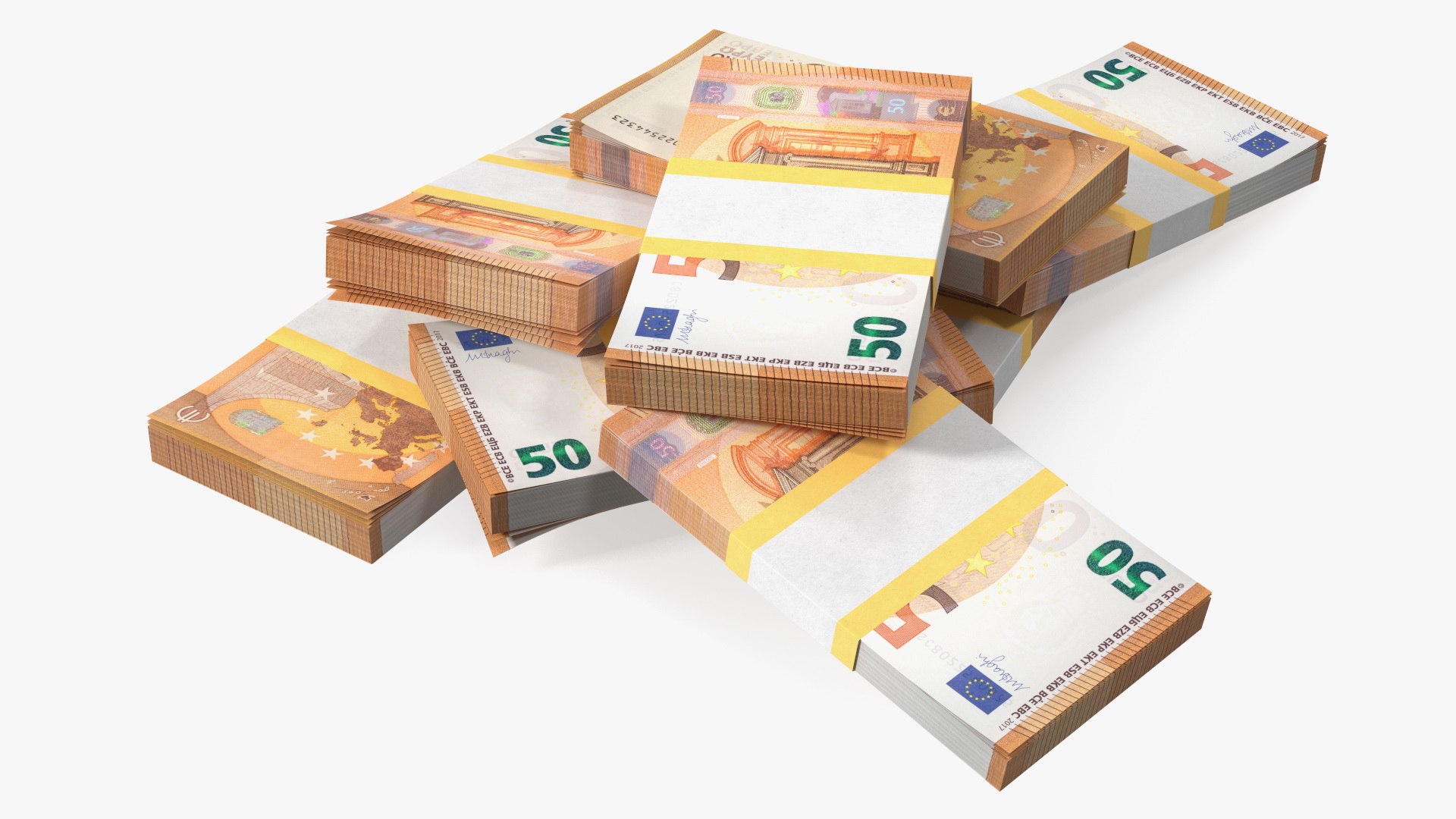 Stack of 8 Packs 50 Euro Bills model - TurboSquid 2146520